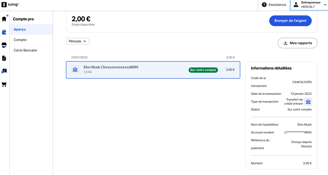 Compte Pro SumUp - Présentation et Test - Entrepreneur Hero